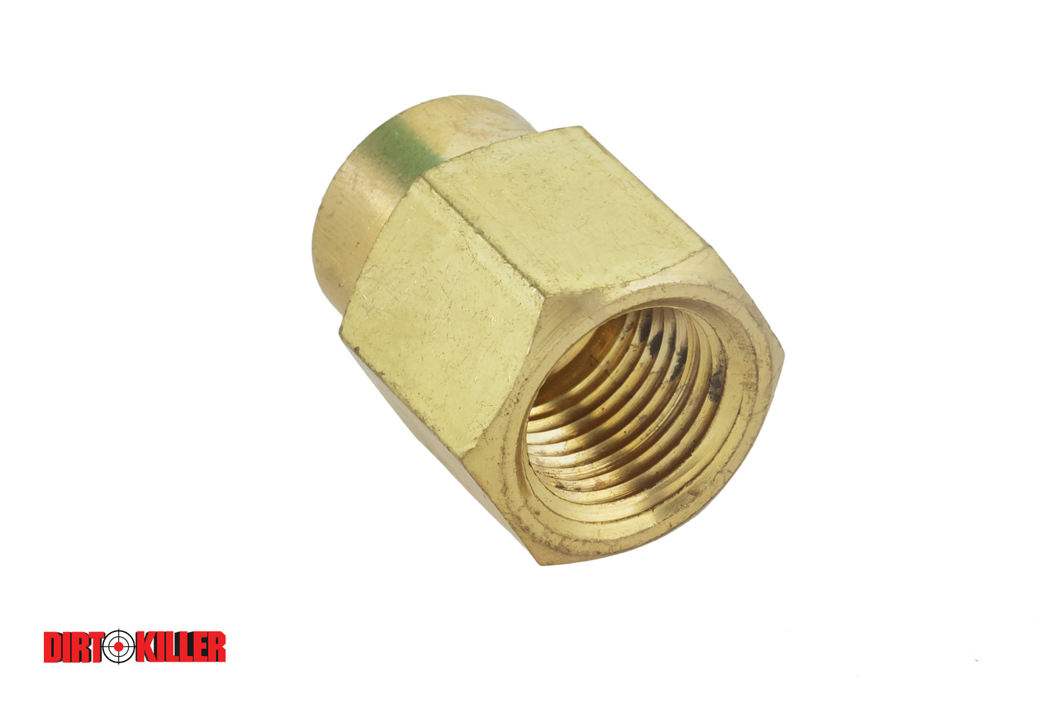 1/2 in Female NPT x 3/8 in Female NPT Brass Reducing Coupler | Dirt Killer